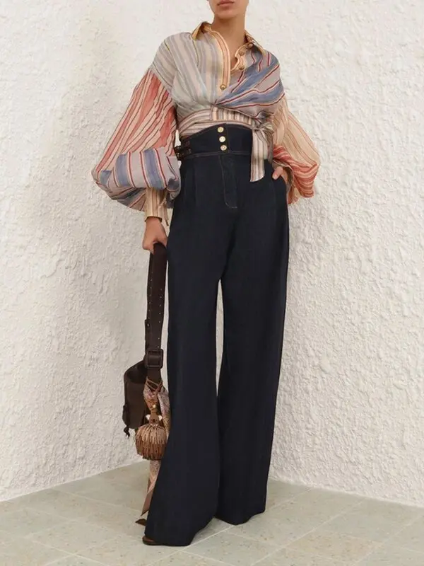 Zimmermann Night Sky Rebellion Denim Tailored Trousers - Blue