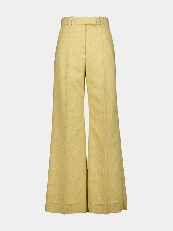 Valentino Garavani Virgin Wool Wide-leg Trousers - Yellow