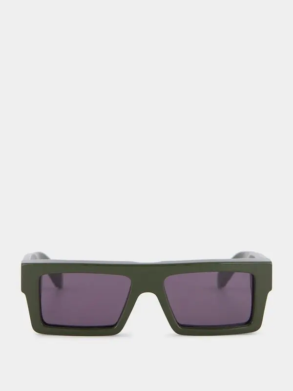 Off-White Ruby Rectangular Sunglasses - Green