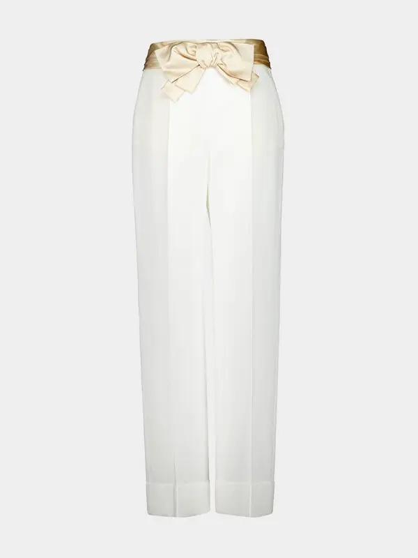 Valentino Garavani Straight-leg Trousers With Bow - White
