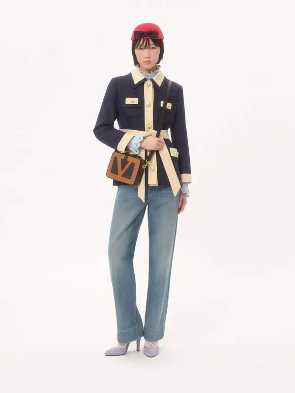 Valentino Garavani Belted Pea Coat - Blue