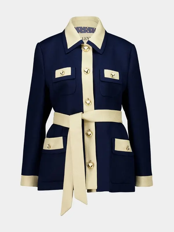 Valentino Garavani Belted Pea Coat - Blue