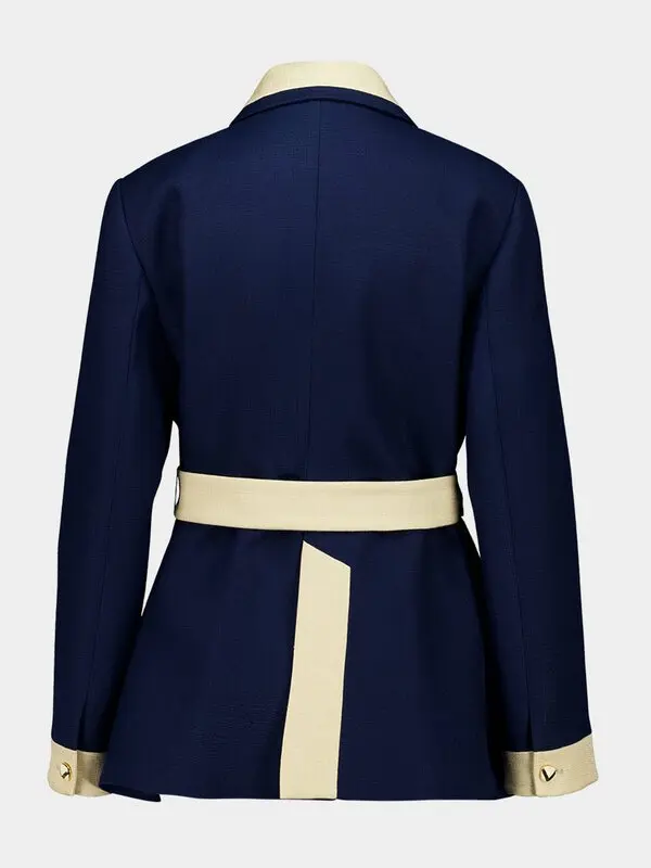 Valentino Garavani Belted Pea Coat - Blue