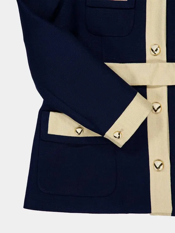 Valentino Garavani Belted Pea Coat - Blue