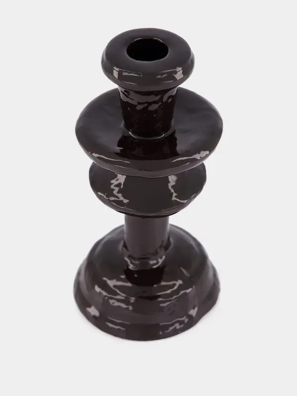 POMAX Dark Aluminium Turret Candle Holder