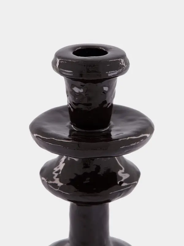 POMAX Dark Aluminium Turret Candle Holder