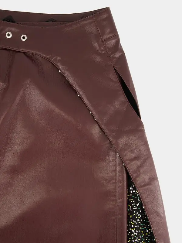 Rabanne Vegan Leather Midi Skirt