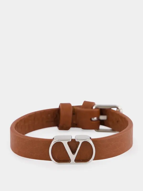 Valentino Garavani Vlogo Leather Bracelet - Brown
