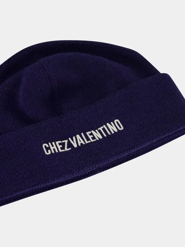 Valentino Garavani Embroidered Wool Beanie - Blue