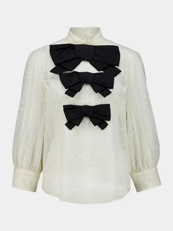 Valentino Garavani Cotton Blouse With Bows - White