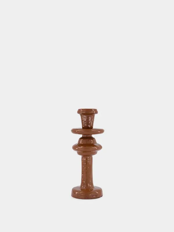 POMAX Chocolate Aluminium Turret Candle Holder