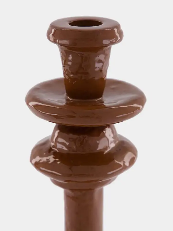 POMAX Chocolate Aluminium Turret Candle Holder