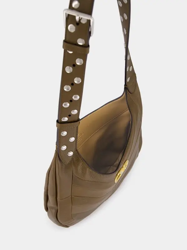 Valentino Garavani Small Hobo Bag In Chevron Nappa Leather - Brown