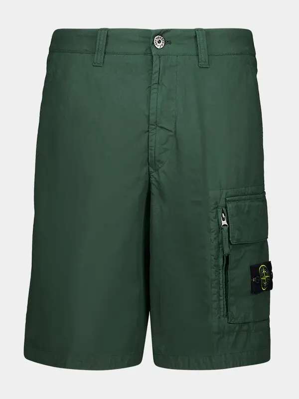 Stone Island Cotton Bermuda Cargo Shorts - Green