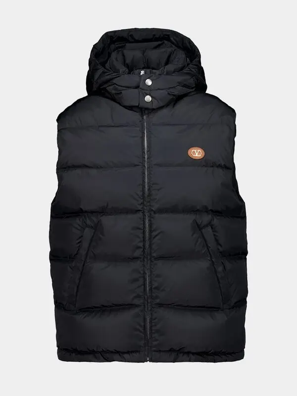 Valentino Garavani Hooded Down Vest With Vlogo - Black