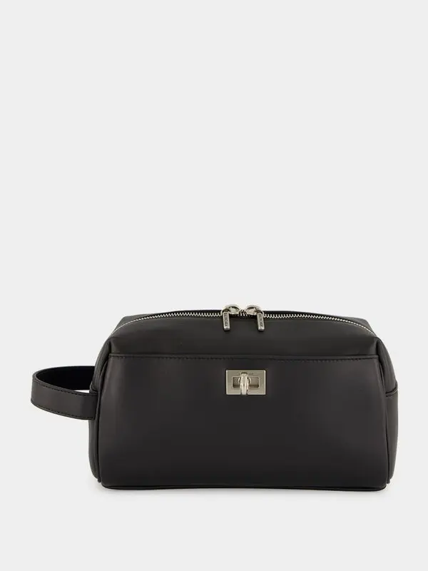 Balenciaga Leather Toiletry Pouch - Black