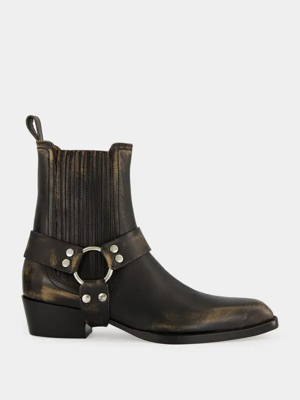 Paris Texas Brushed Leather Helena Ankle Boots - Black