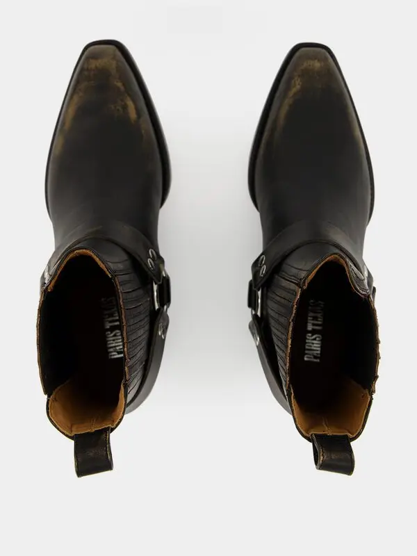 Paris Texas Brushed Leather Helena Ankle Boots - Black