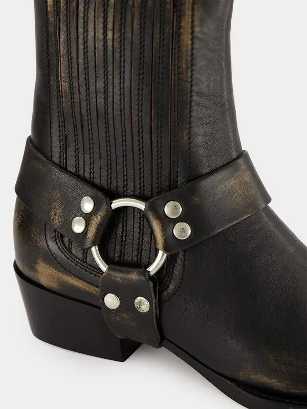 Paris Texas Brushed Leather Helena Ankle Boots - Black