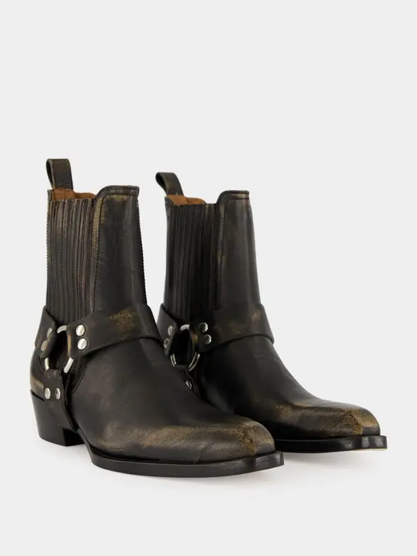 Paris Texas Brushed Leather Helena Ankle Boots - Black