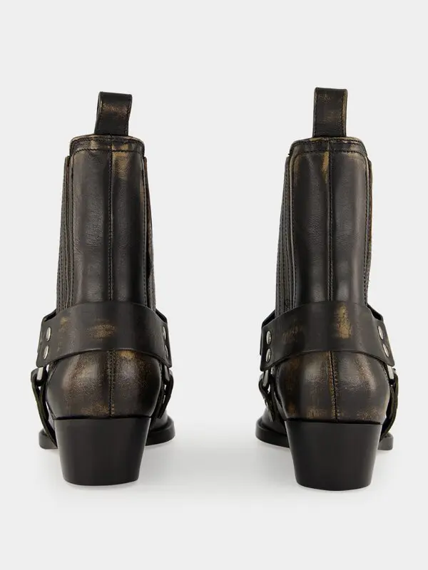 Paris Texas Brushed Leather Helena Ankle Boots - Black