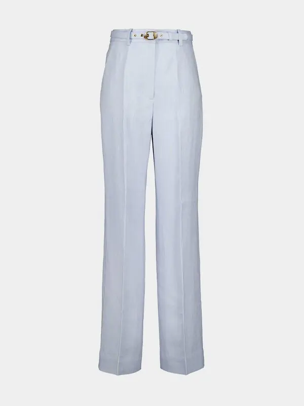 Zimmermann Pinstripe Linen Trousers - Blue