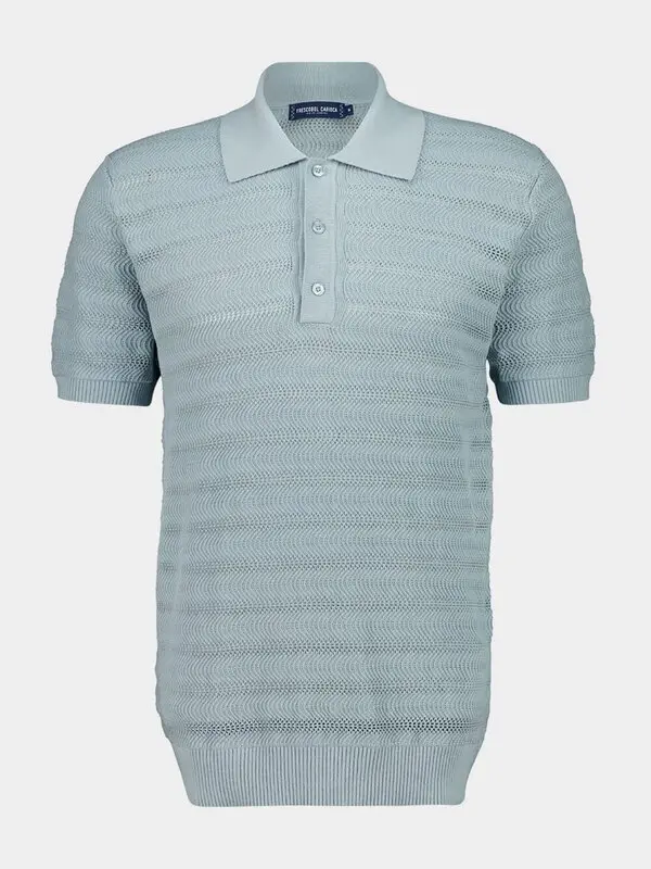 Frescobol Carioca Coastal Vidal Cotton Jacquard Polo - Blue
