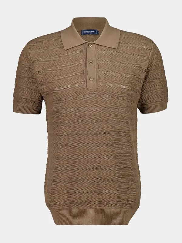Frescobol Carioca Khaki Vidal Cotton Jacquard Polo - Brown