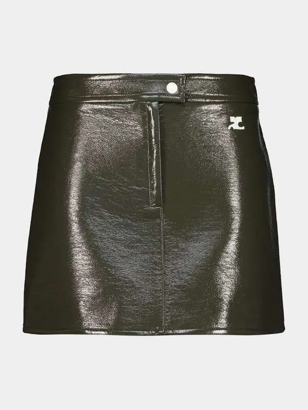 COURREGES Camouflage Vinyl Mini Skirt - Green