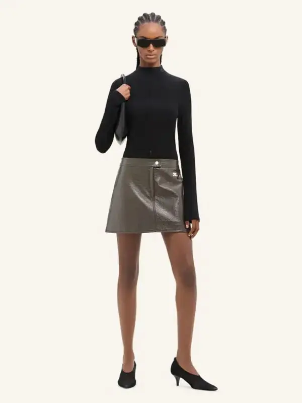 COURREGES Camouflage Vinyl Mini Skirt - Green