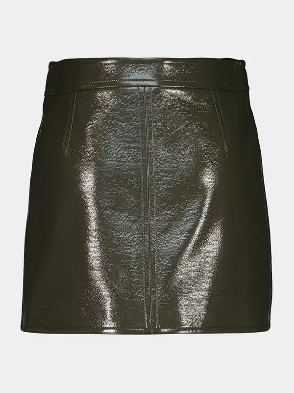 COURREGES Camouflage Vinyl Mini Skirt - Green