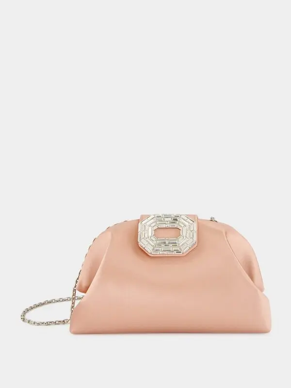 Amina Muaddi Powder Satin Camelia Clutch Bag - Pink