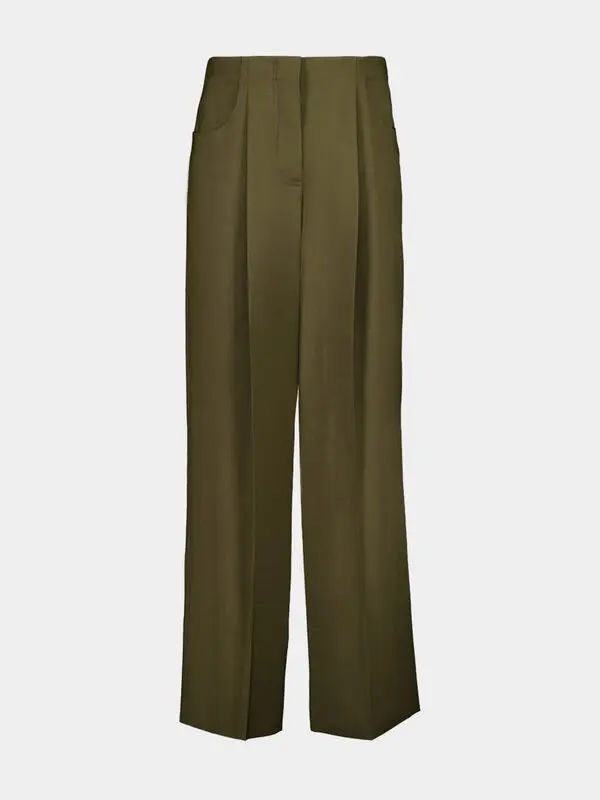 Fendi Wool And Mohair Wide-leg Trousers - Green
