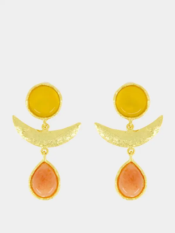Sylvia Toledano Sunset Earrings With Yellow Onyx And Golden Jasper - Orange