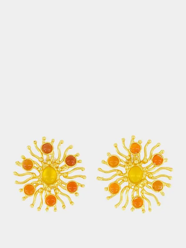 Sylvia Toledano Sunshine Carnelian Stone Earrings - Orange