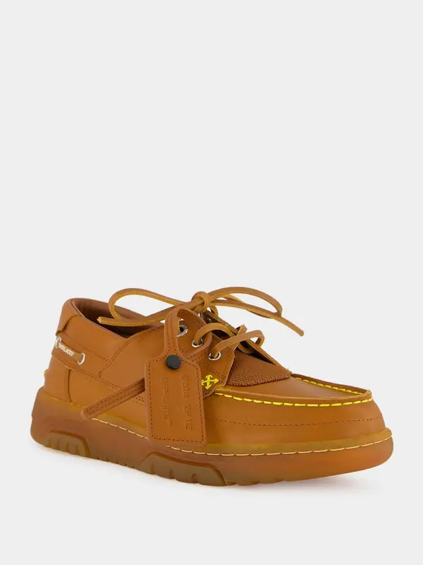 Off-White Leather Hybrid Boat Shoes
