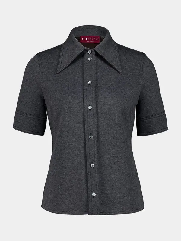 Gucci Dark Wool Cotton Jersey Shirt - Grey