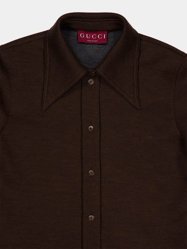 Gucci Wool Cotton Jersey Shirt - Brown