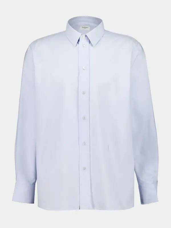 Saint Laurent Bleu Blanc Cassandre Oxford Shirt - Blue