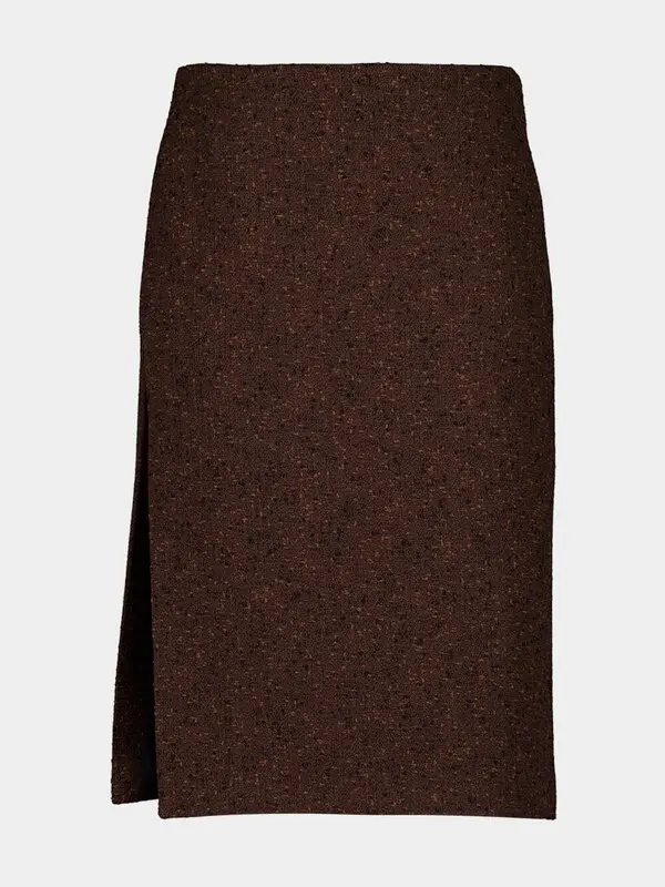 Gucci Seeded Wool Midi Skirt - Brown