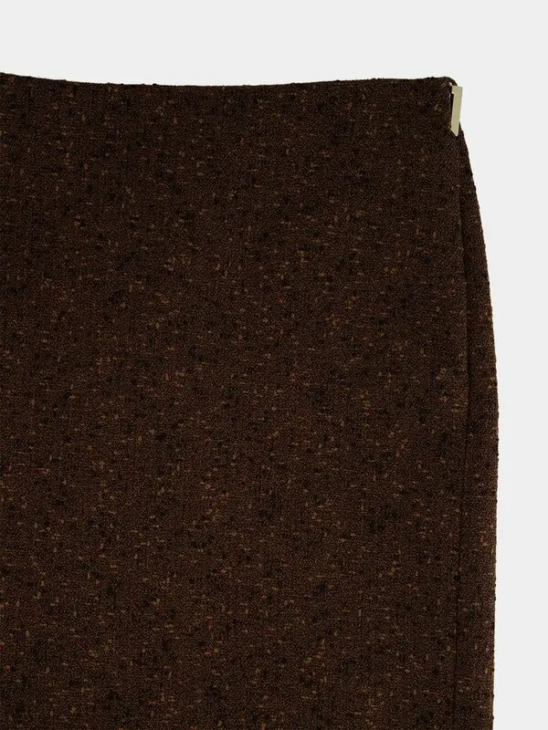 Gucci Seeded Wool Midi Skirt - Brown