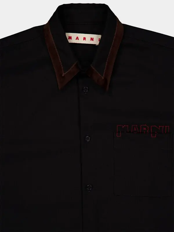 Marni Wool Shirt With Logo Detail