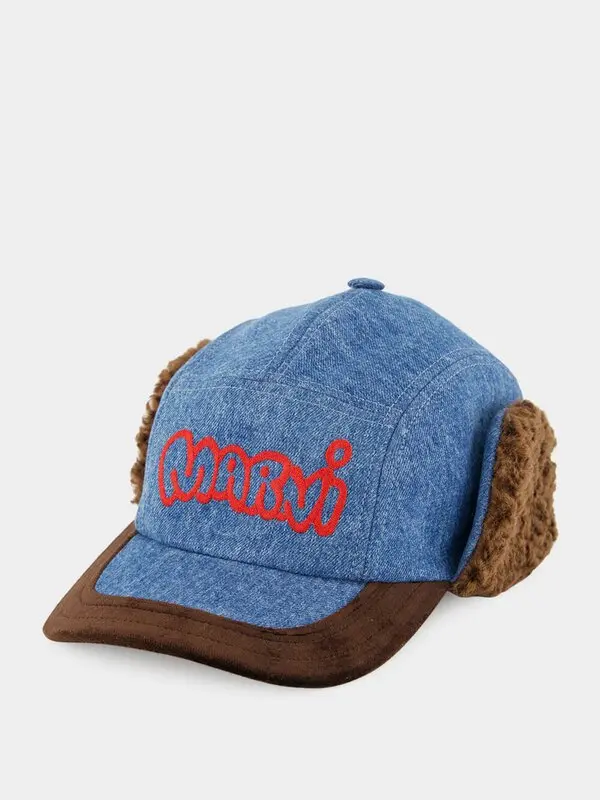 Marni Denim Aviator Baseball Cap - Blue