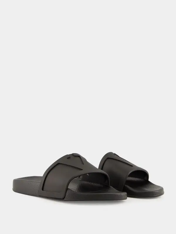 Valentino Garavani Vlogo Poolside Slides - Black