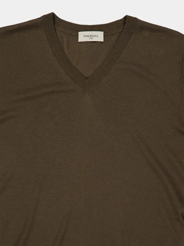 PIACENZA CASHMERE 1733 V-neck Virgin Wool Jumper - Green