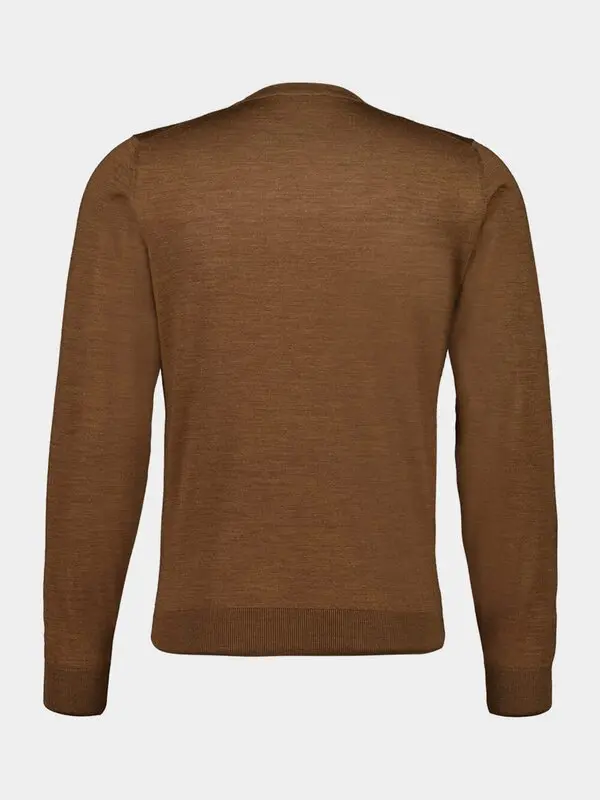 PIACENZA CASHMERE 1733 Virgin Wool V-neck Jumper - Brown
