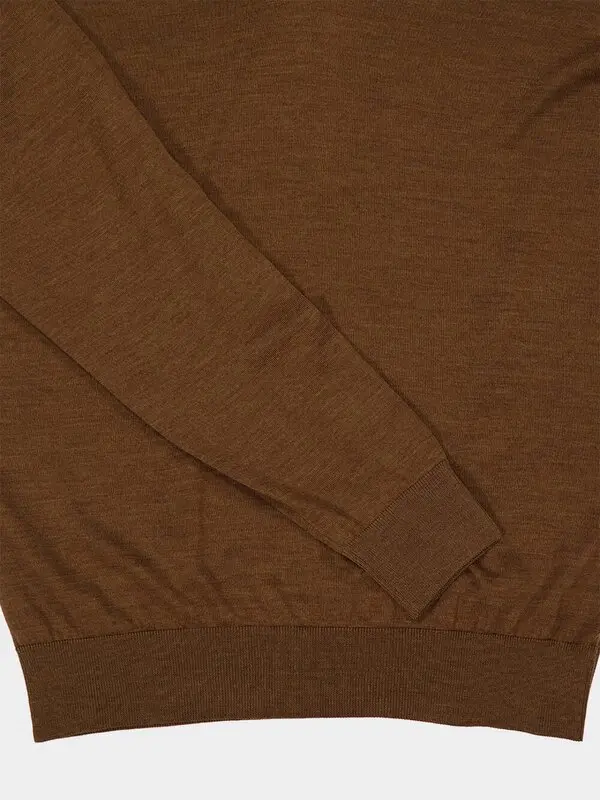 PIACENZA CASHMERE 1733 Virgin Wool V-neck Jumper - Brown