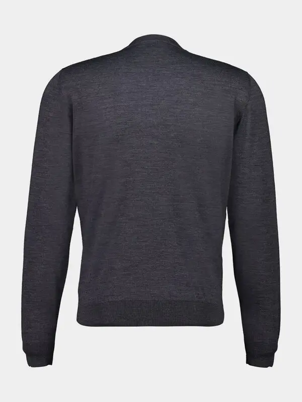 PIACENZA CASHMERE 1733 Virgin Wool V-neck Jumper - Grey