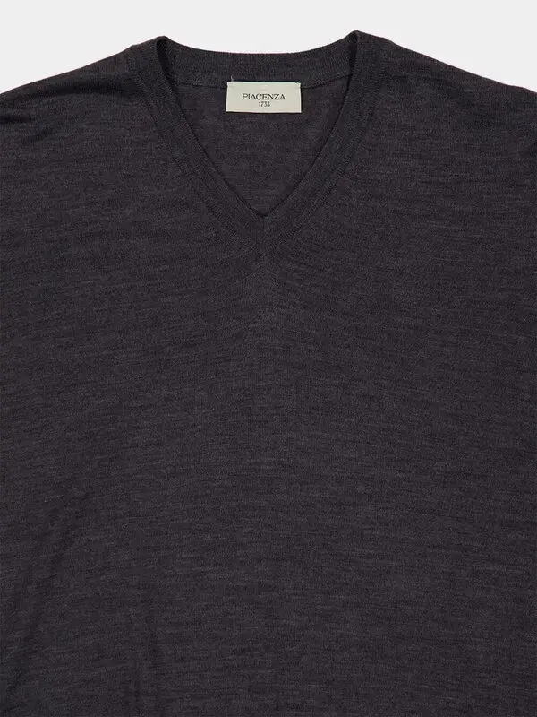 PIACENZA CASHMERE 1733 Virgin Wool V-neck Jumper - Grey
