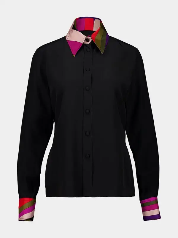 Emilio Pucci Silk Shirt With Printed Collar And Cuffs